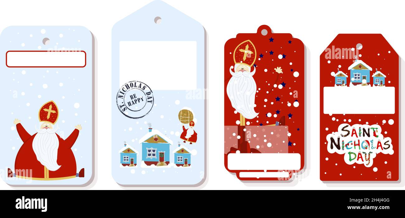 Bright festive paper price tags or gift tags of various shapes. Set of ...