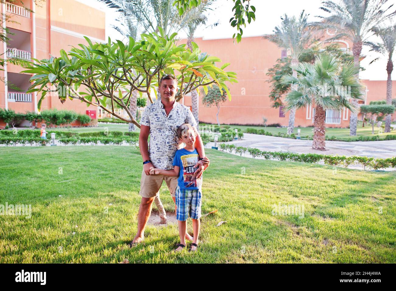 Father with son at garden of egyptian resort Stock Photo - Alamy