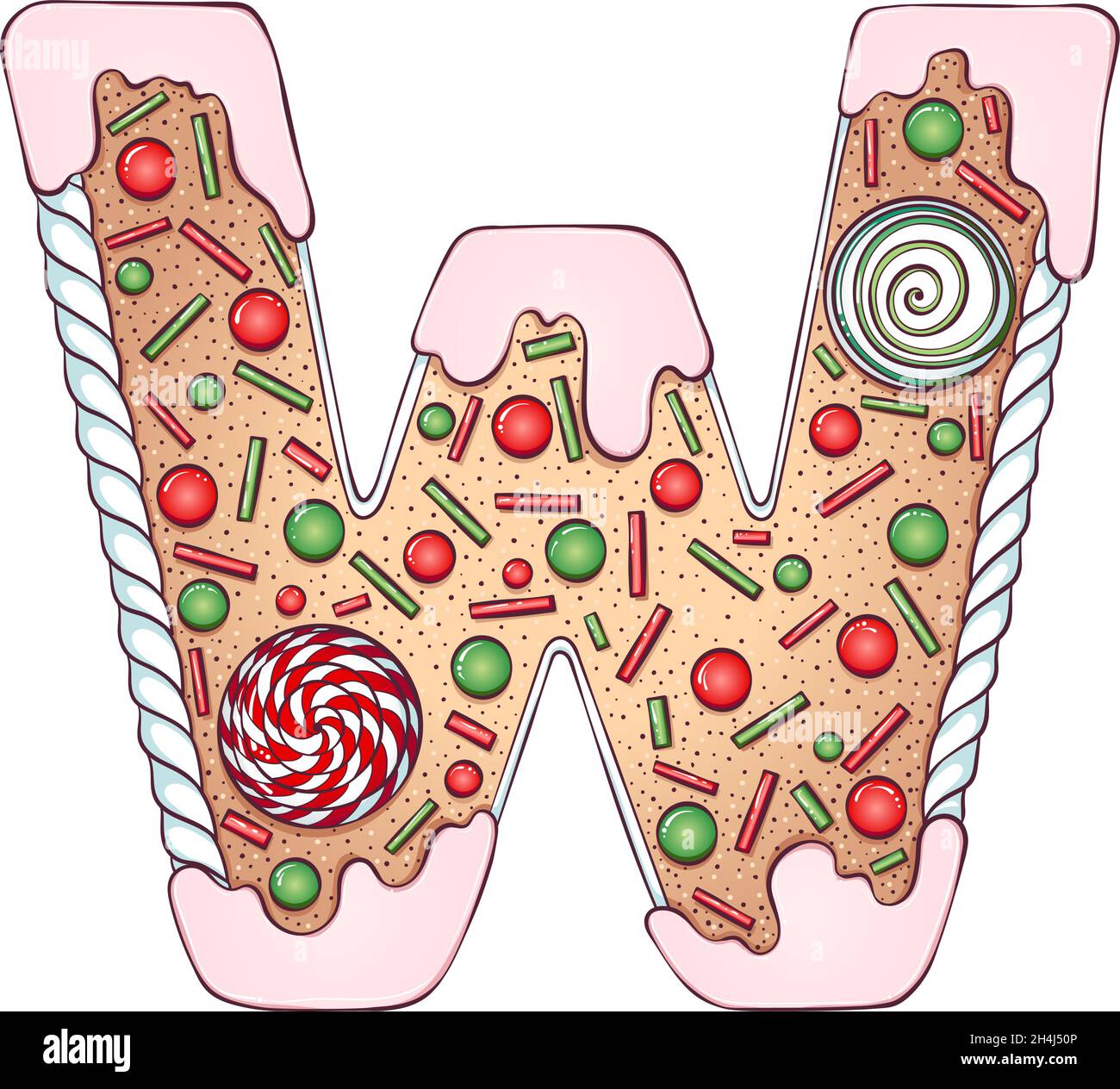 Alphabet gingerbread letter W Stock Vector Image & Art - Alamy