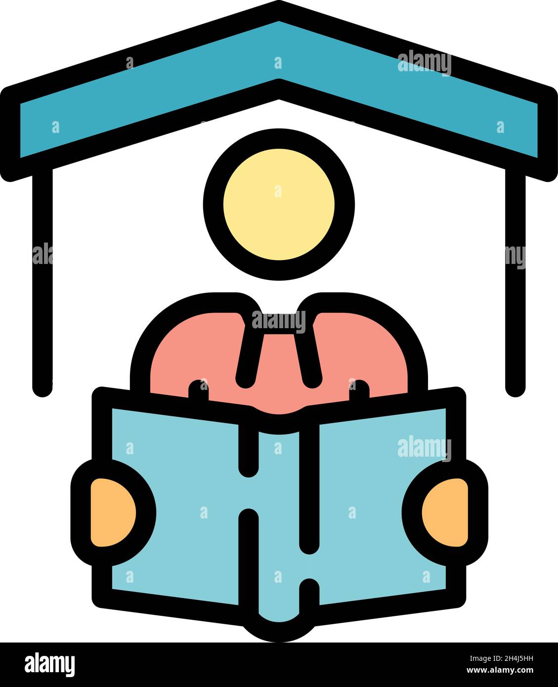 Home study icon. Outline home study vector icon color flat isolated ...