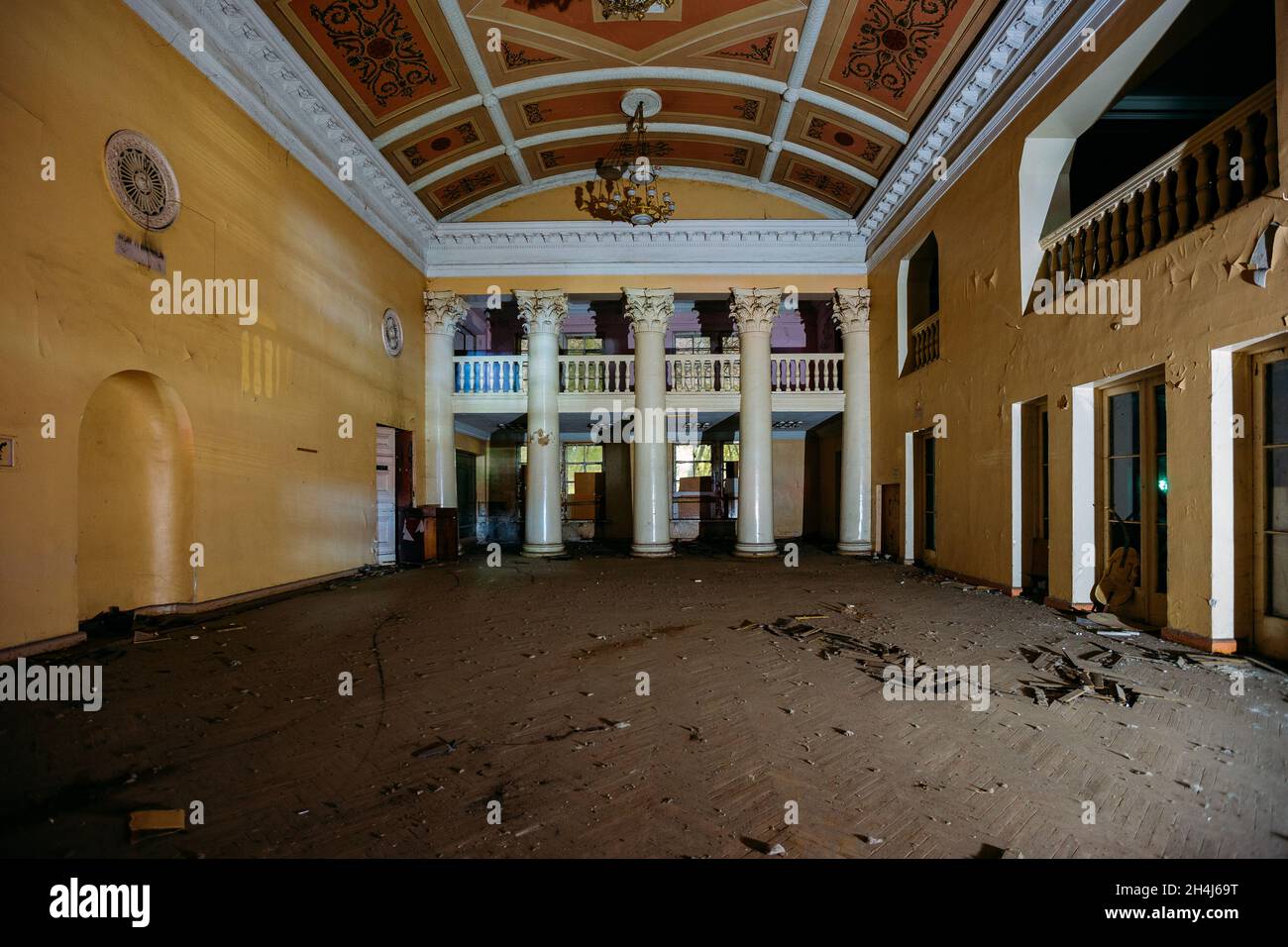 Old dark creepy abandoned ruined haunted theater hallway Stock Photo ...