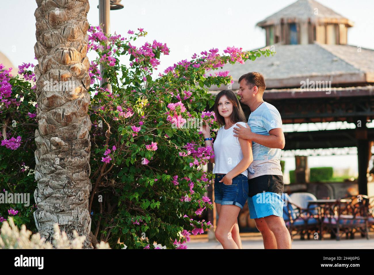 Couple at egyptian resort. Happy vacation time Stock Photo - Alamy