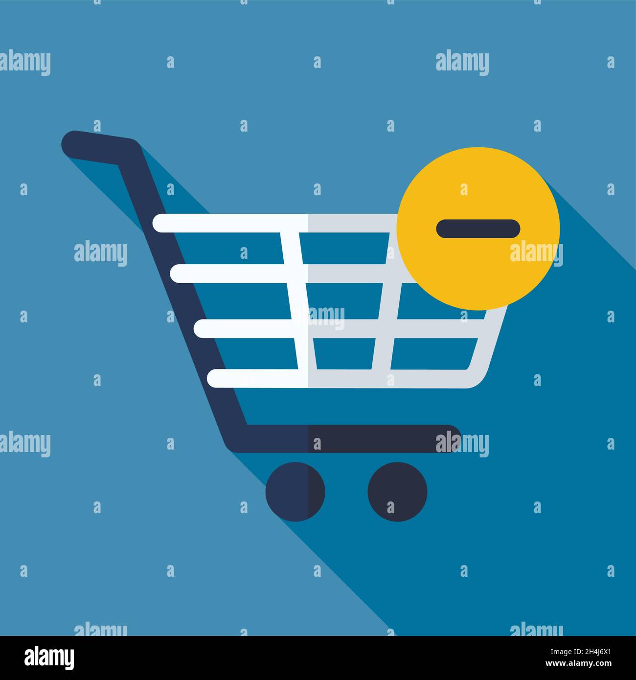Shopping cart icon with minus. Remove from cart. E-commerce sign. Graph ...