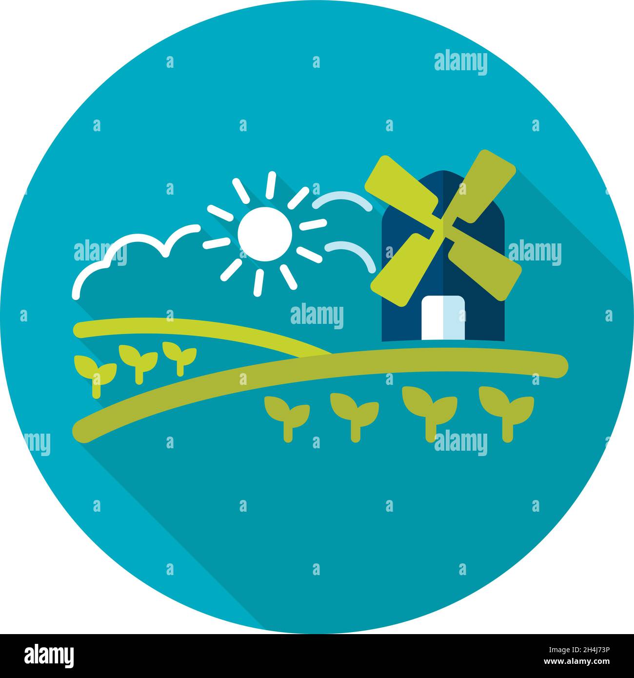 Rural landscape with windmill icon. Agriculture sign. Graph symbol for ...