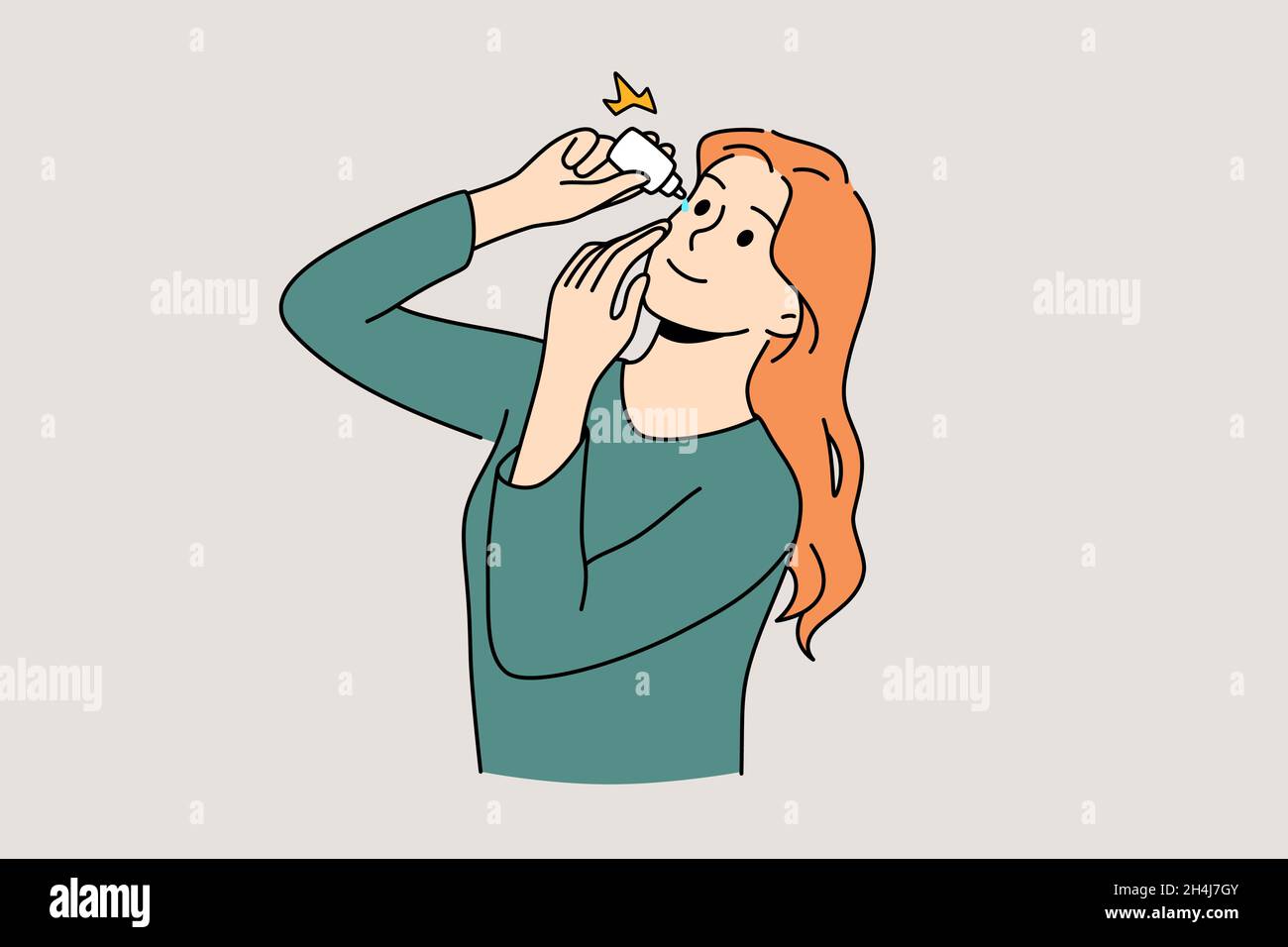 Healthcare and eyes hygiene concept. Young smiling woman cartoon ...