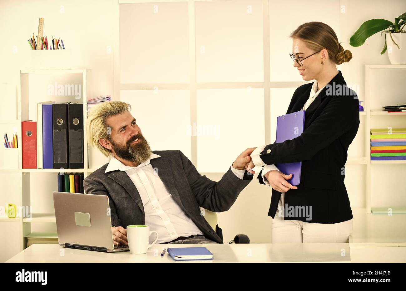 Build career. Office secretary. Business couple working. Couple in ...