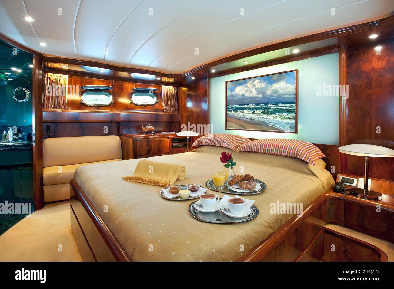 Master cabin Cento by Excalibur 26m Luxury motor yacht Stock Photo - Alamy
