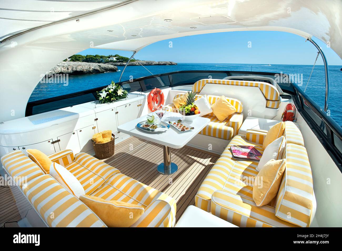 Top deck Cento by Excalibur 26m Luxury motor yacht Stock Photo - Alamy