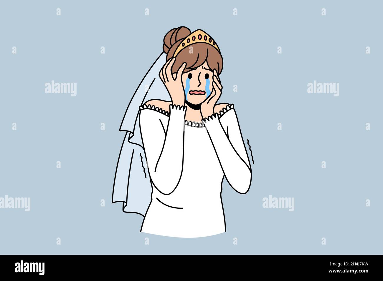 Abandoned bride, deception, betrayal concept. Young sad depressed ...