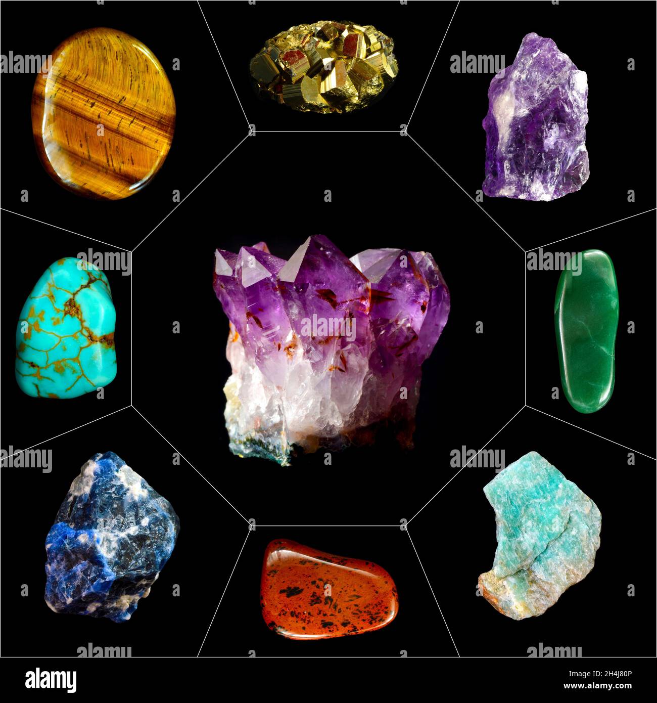 Collage of various mineral rocks and stones Stock Photo - Alamy