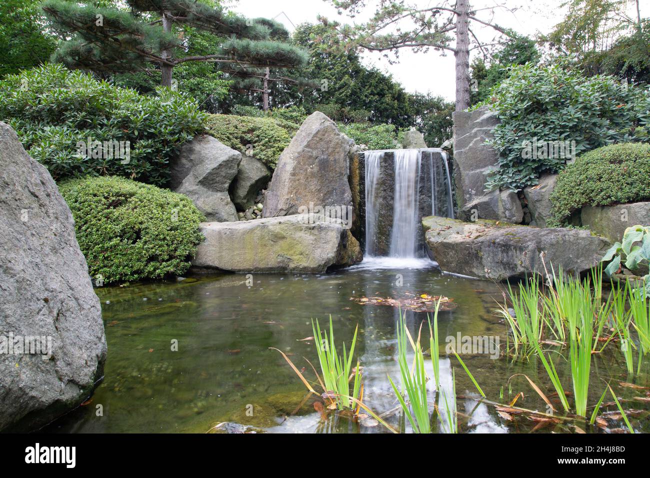small waterfall over rocks in a calm sea Stock Photo - Alamy
