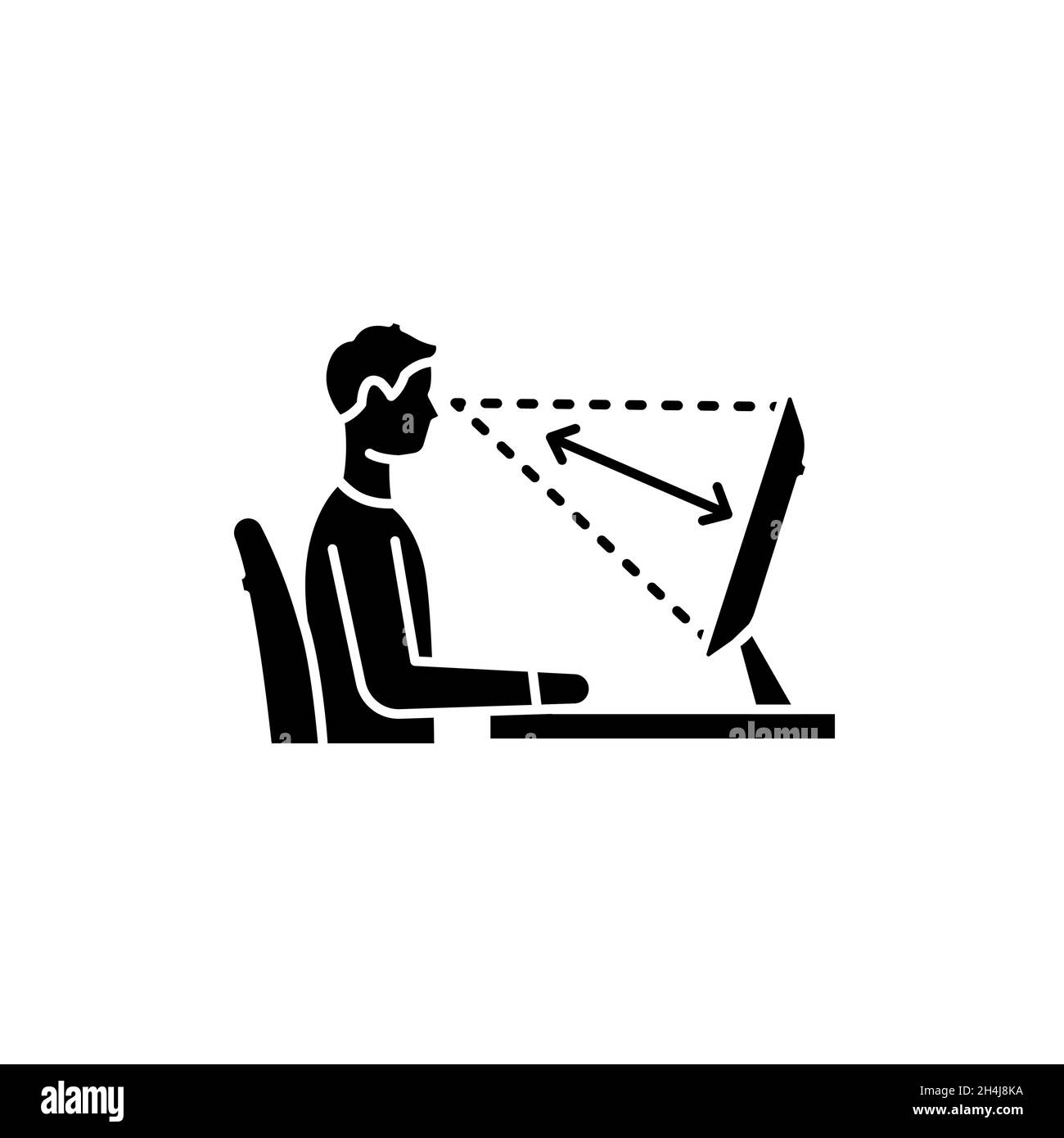 Correct distance to screen olor line icon. Pictogram for web page ...