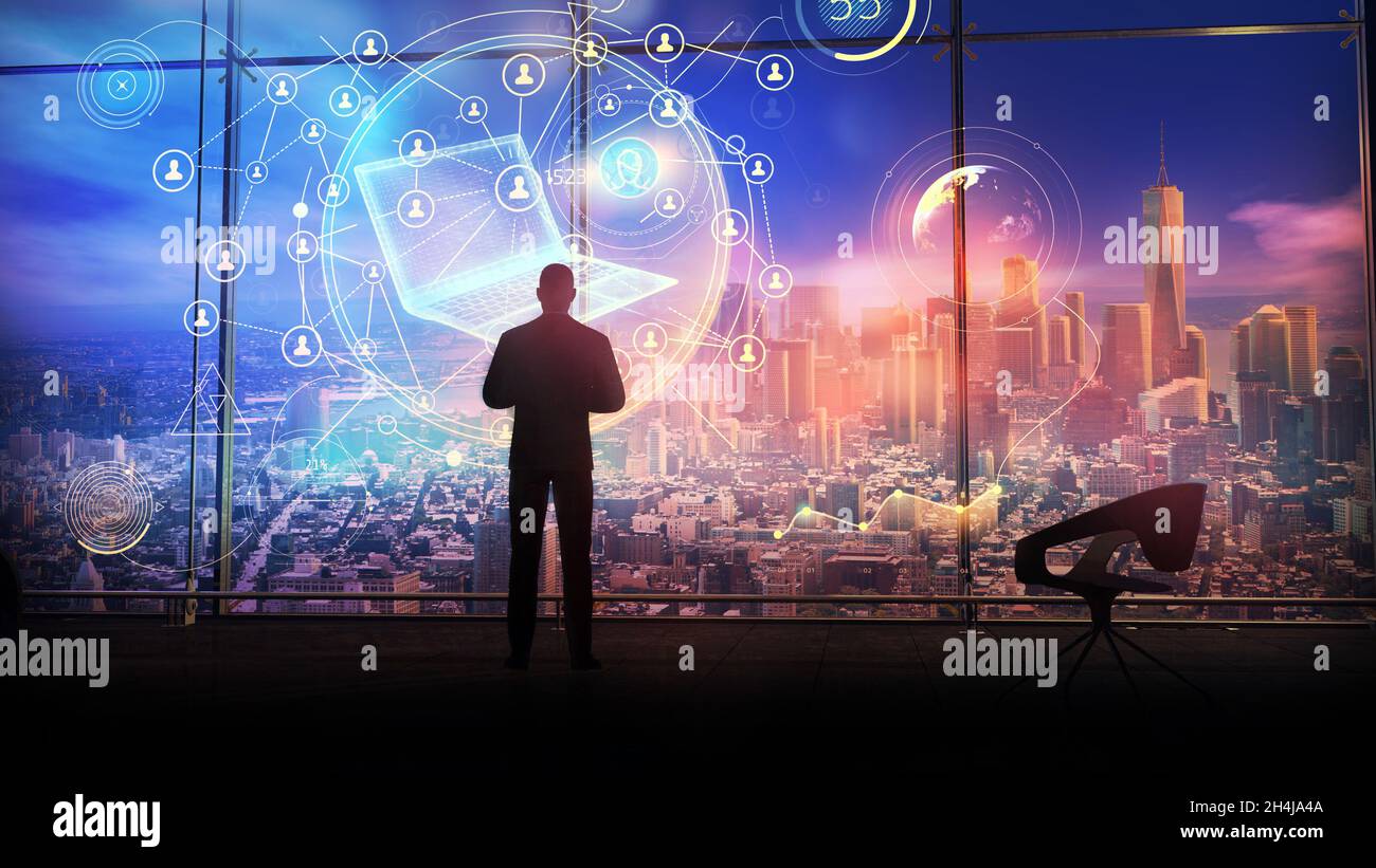 Social networks and virtual communication, 3D render Stock Photo - Alamy