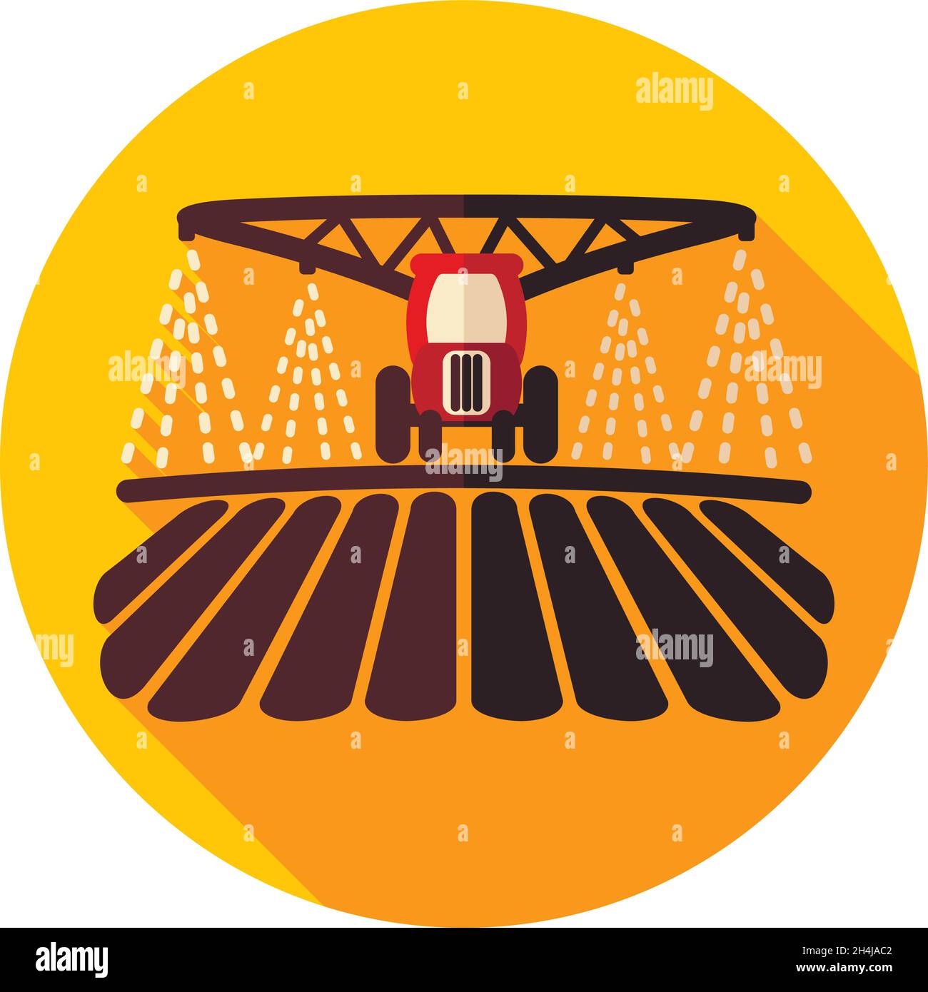 Tractor watering, soil and fertilizing field icon. Agriculture sign ...