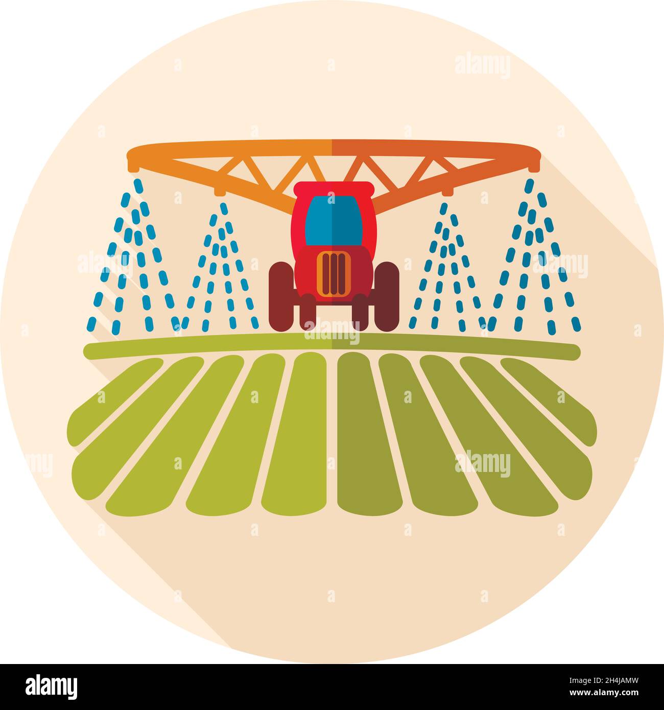 Tractor watering, soil and fertilizing field icon. Agriculture sign ...