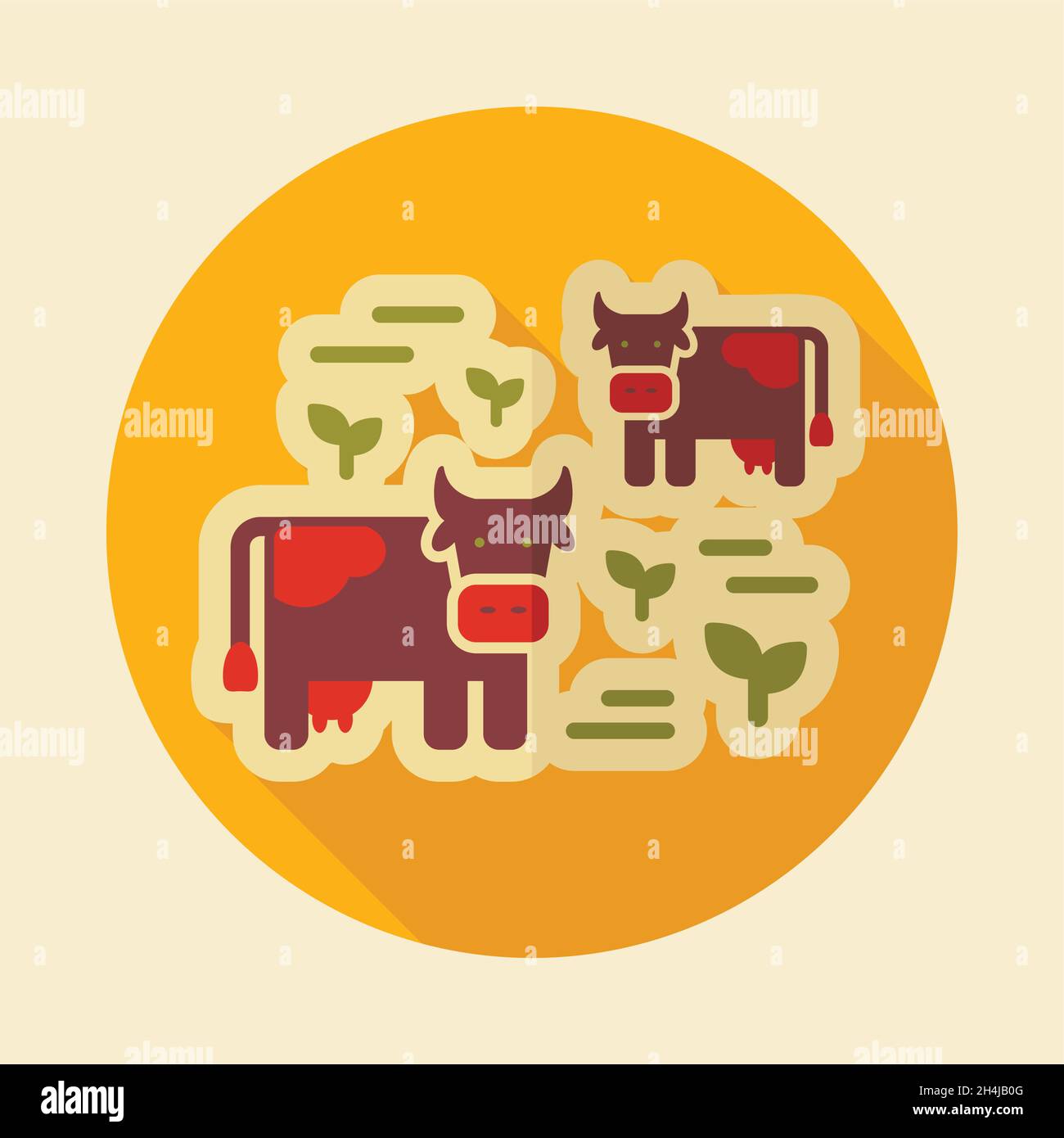 Cow on a pasture icon. Agriculture sign. Graph symbol for your web site ...