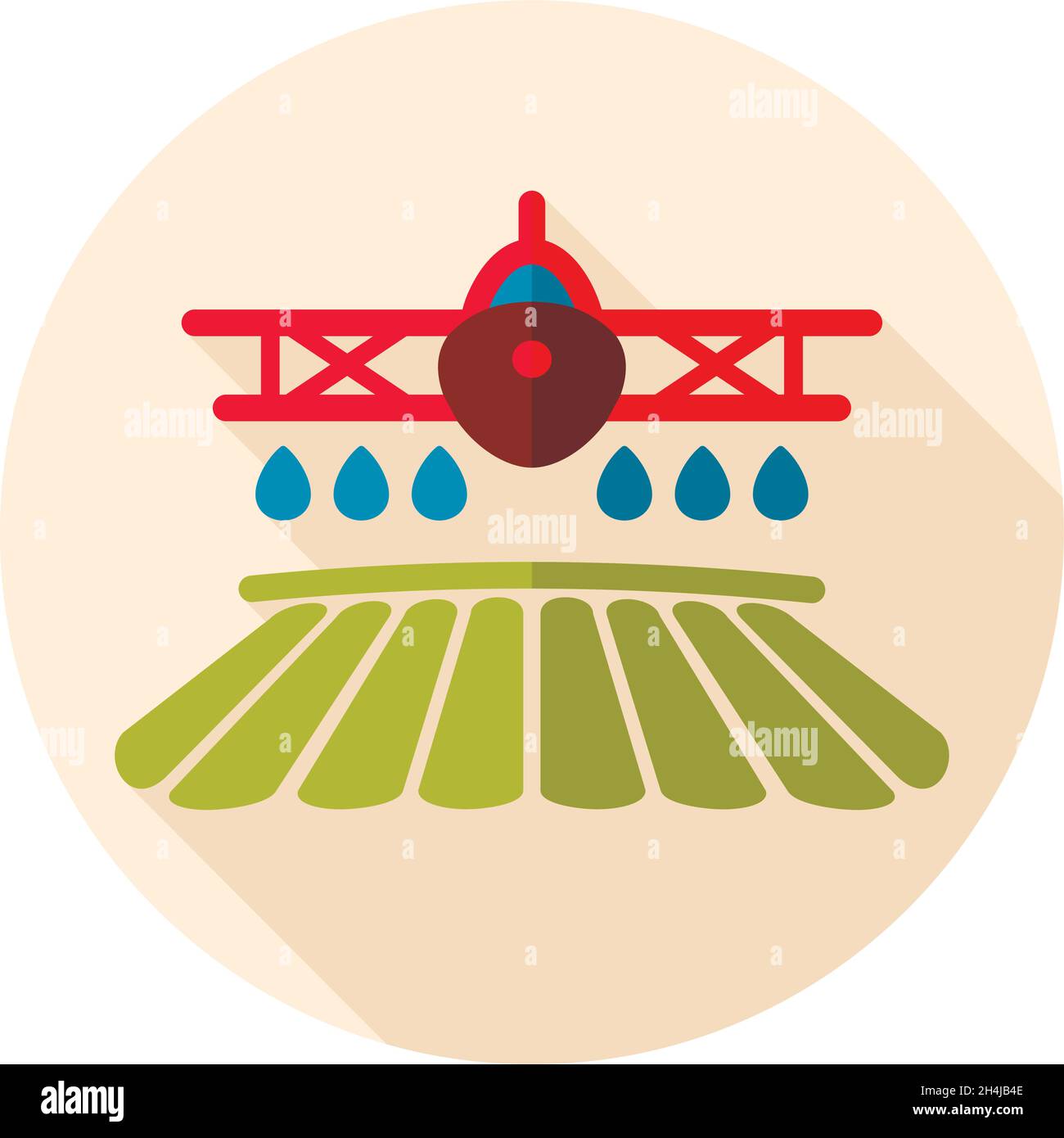 Crop duster airplane spraying a farm field icon. Agriculture sign ...
