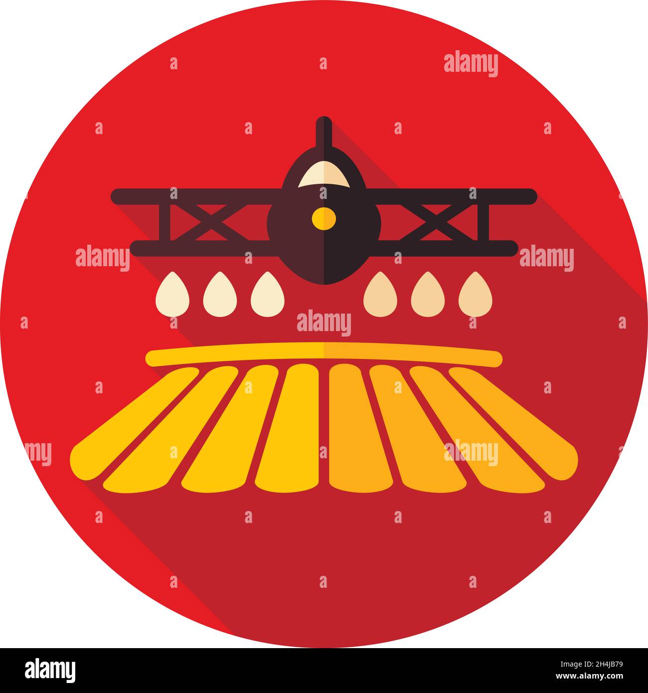 Crop duster airplane spraying a farm field icon. Agriculture sign ...