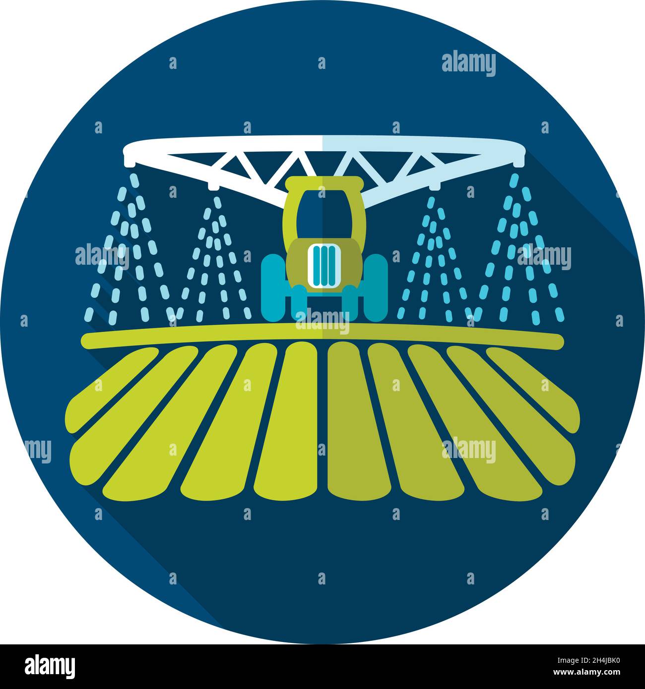 Tractor watering, soil and fertilizing field icon. Agriculture sign ...