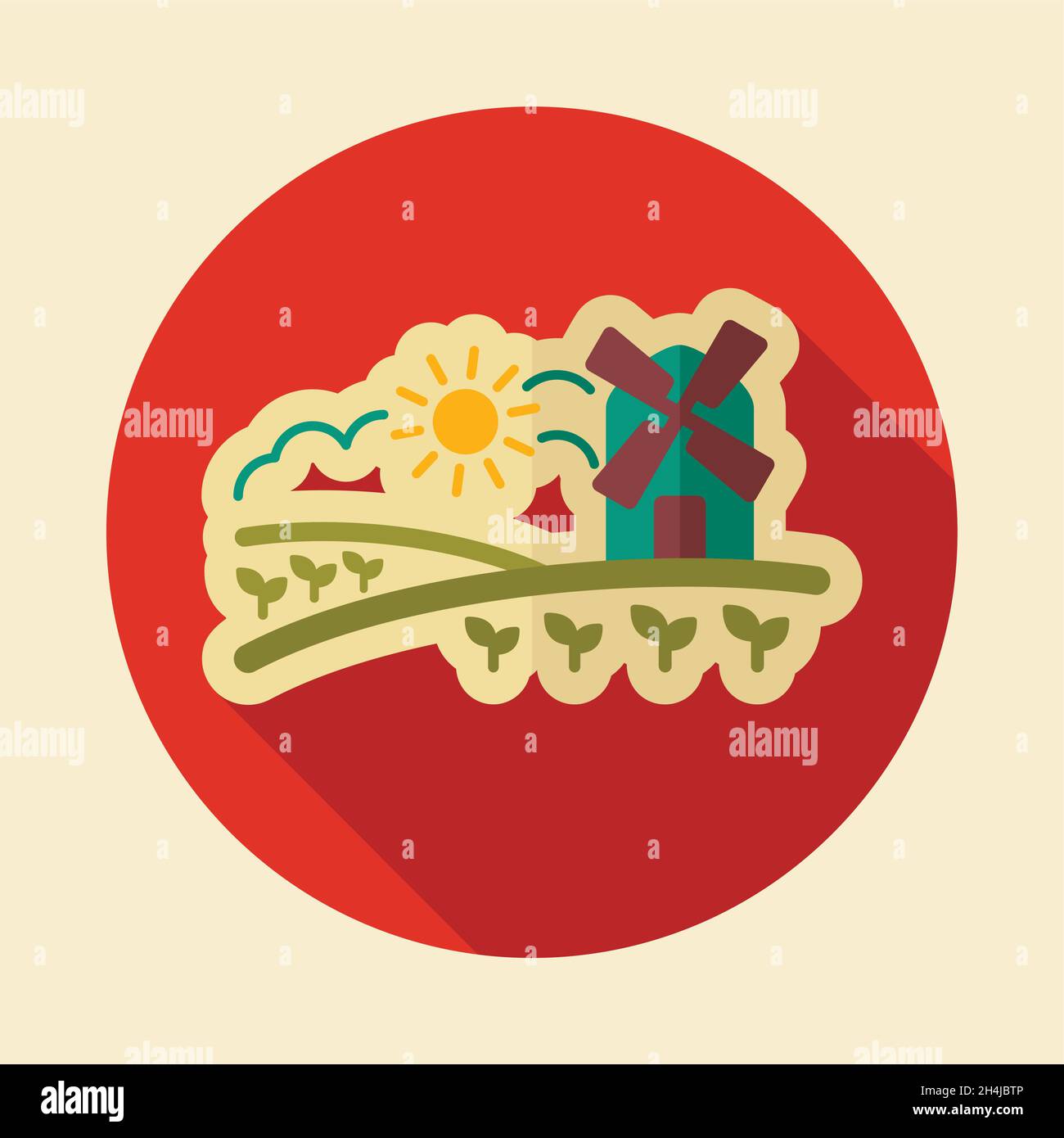 Rural landscape with windmill icon. Agriculture sign. Graph symbol for ...