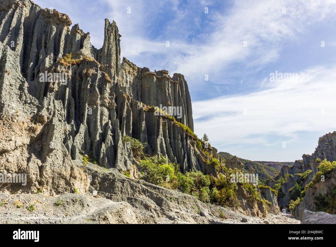 Beautiful canyon of Putangirua Pinnacles. North Island, New Zealand ...