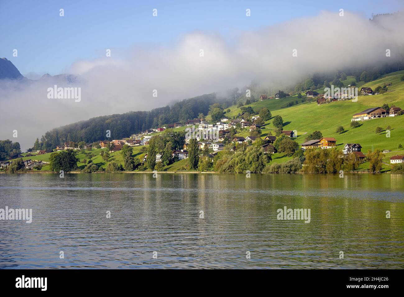 Beautiful view with a lake in mountains in Sarnen Switzerland Stock ...