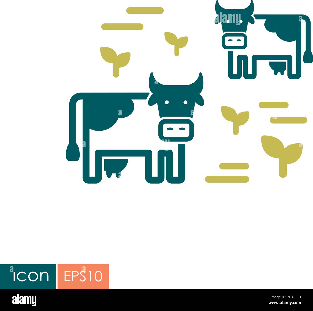 Cow on a pasture icon. Agriculture sign. Graph symbol for your web site ...