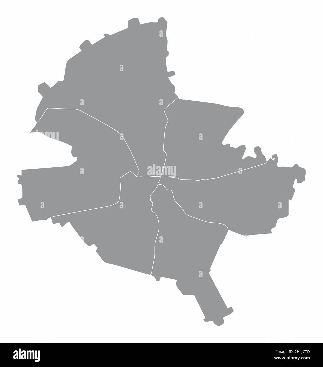 Bucharest administrative map isolated on white background, Romania ...