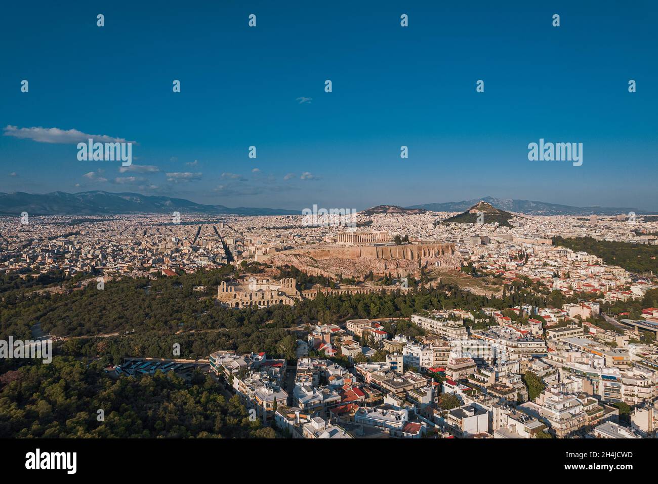 Aerial view of the Athens city and Acropolis Stock Photo - Alamy