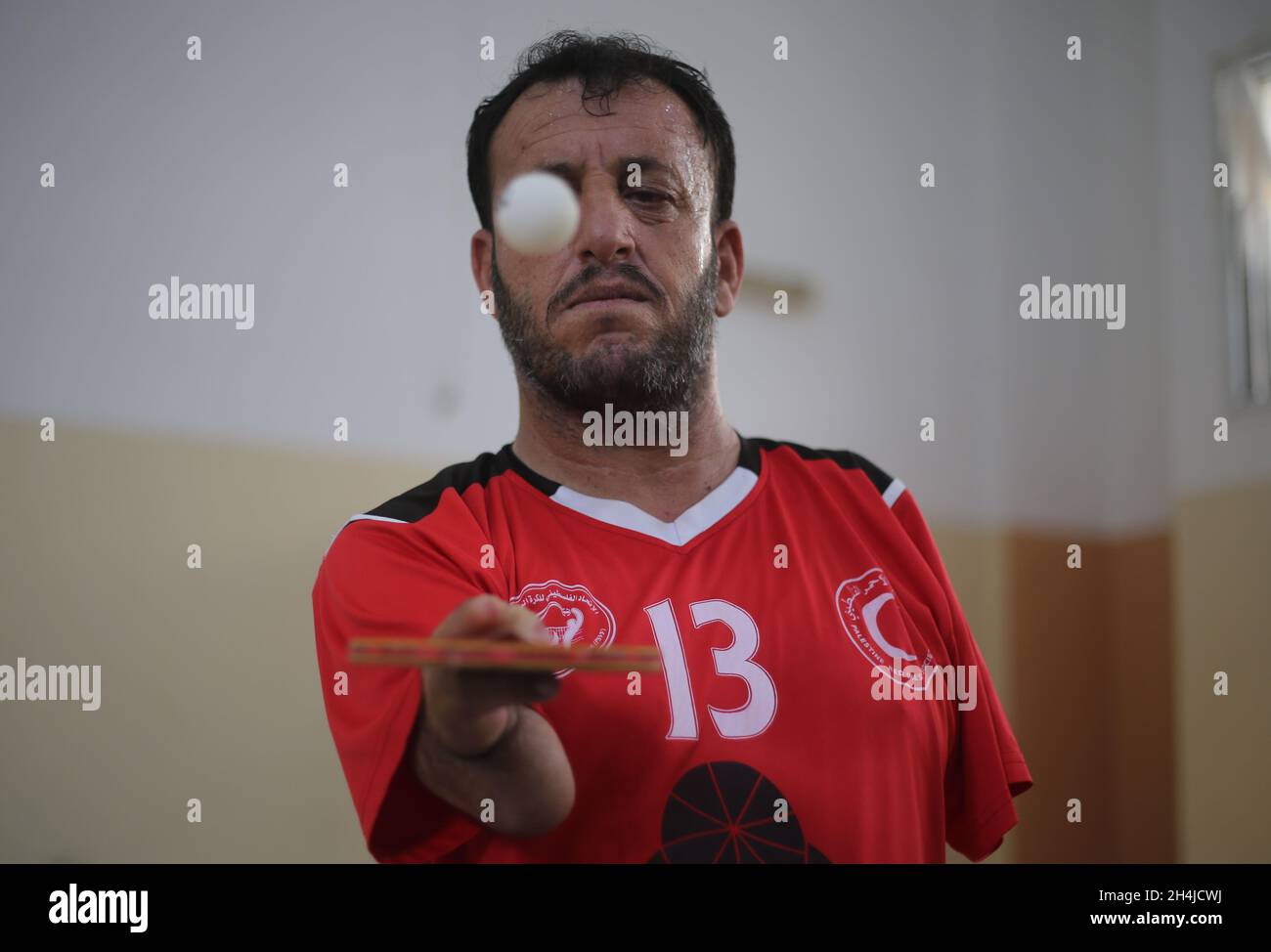 Gaza. 3rd Nov, 2021. Palestinian Abdel Qader Abu Libda, born with a ...