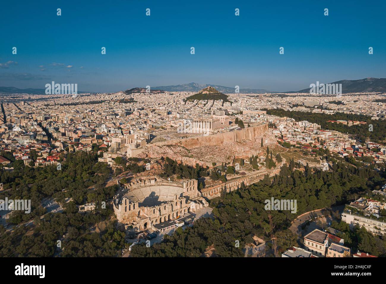 Aerial view of the Athens city and Acropolis Stock Photo - Alamy