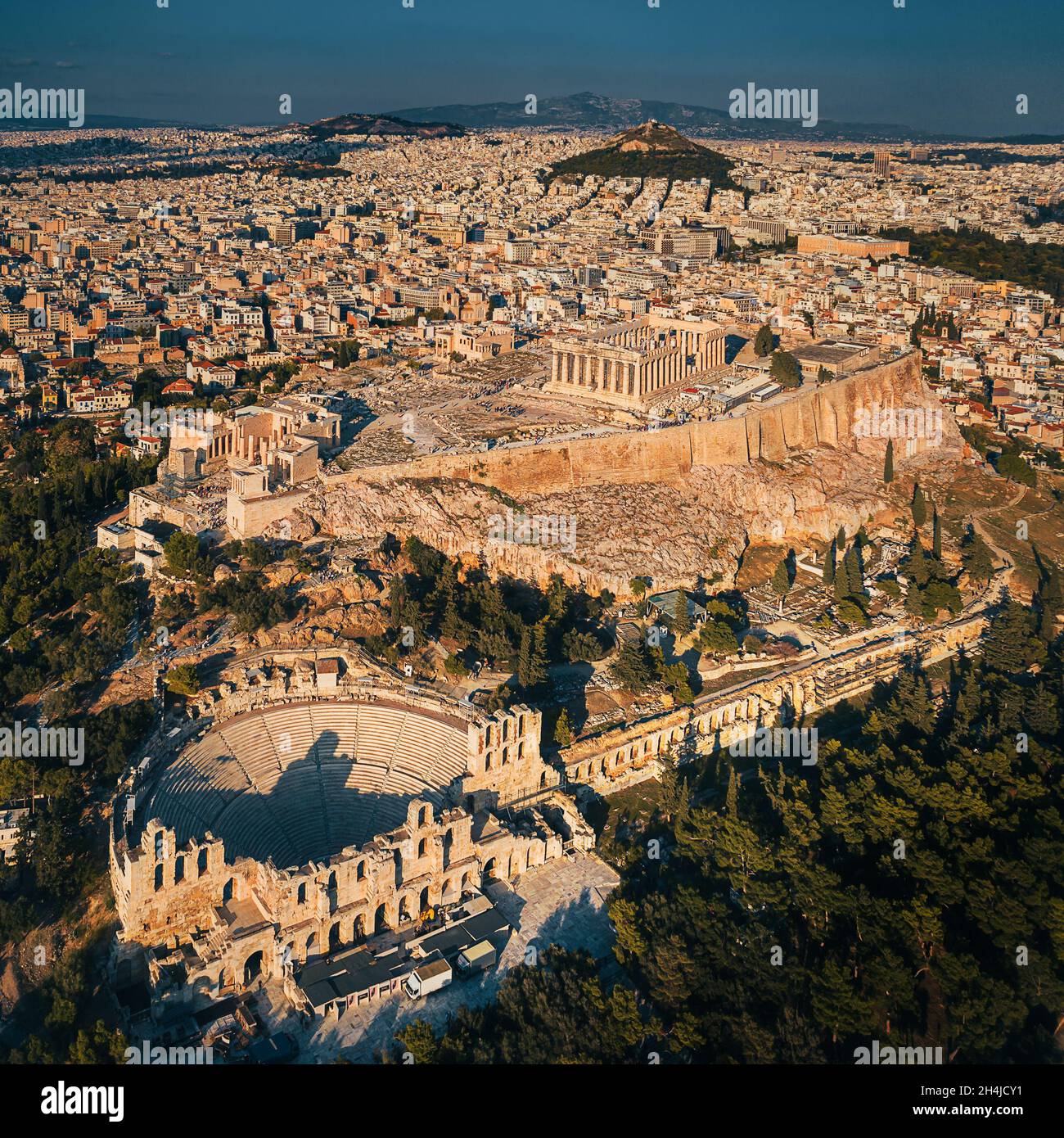 Aerial view of the Athens city and Acropolis Stock Photo - Alamy