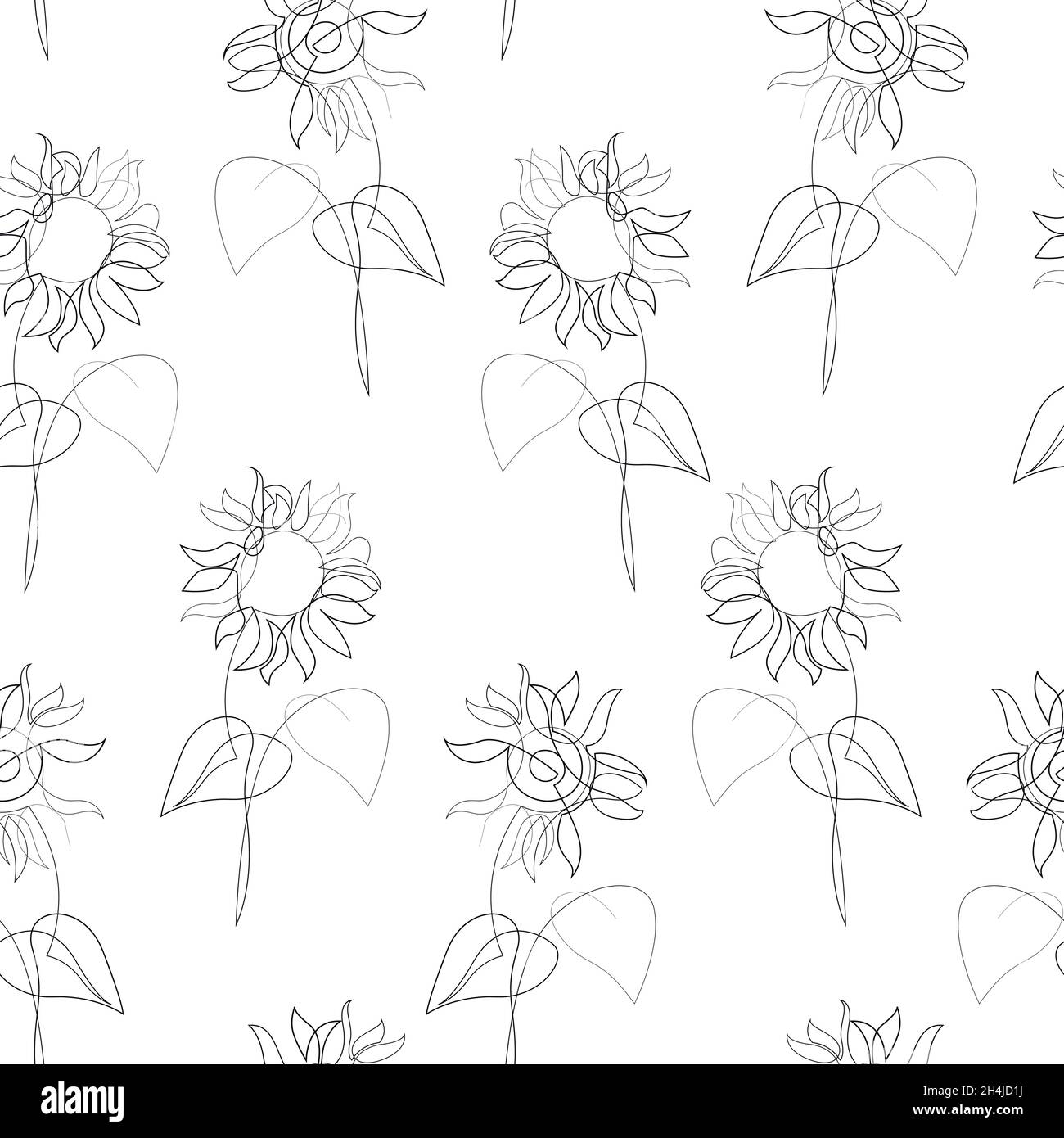 Seamless pattern with suflower doodles. Floral background. Endless ...