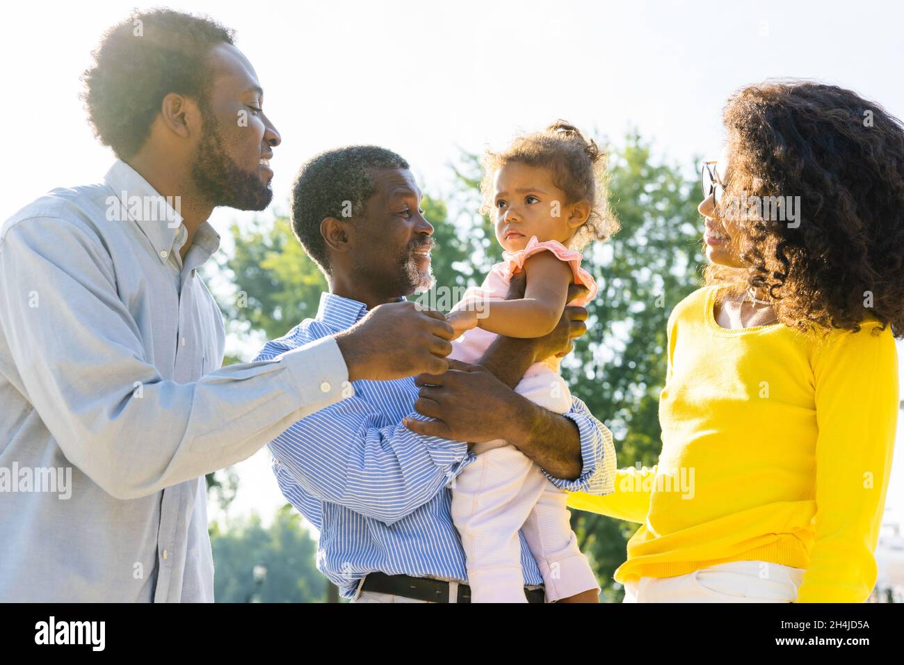Beautiful happy african american family bonding at the park - Black ...