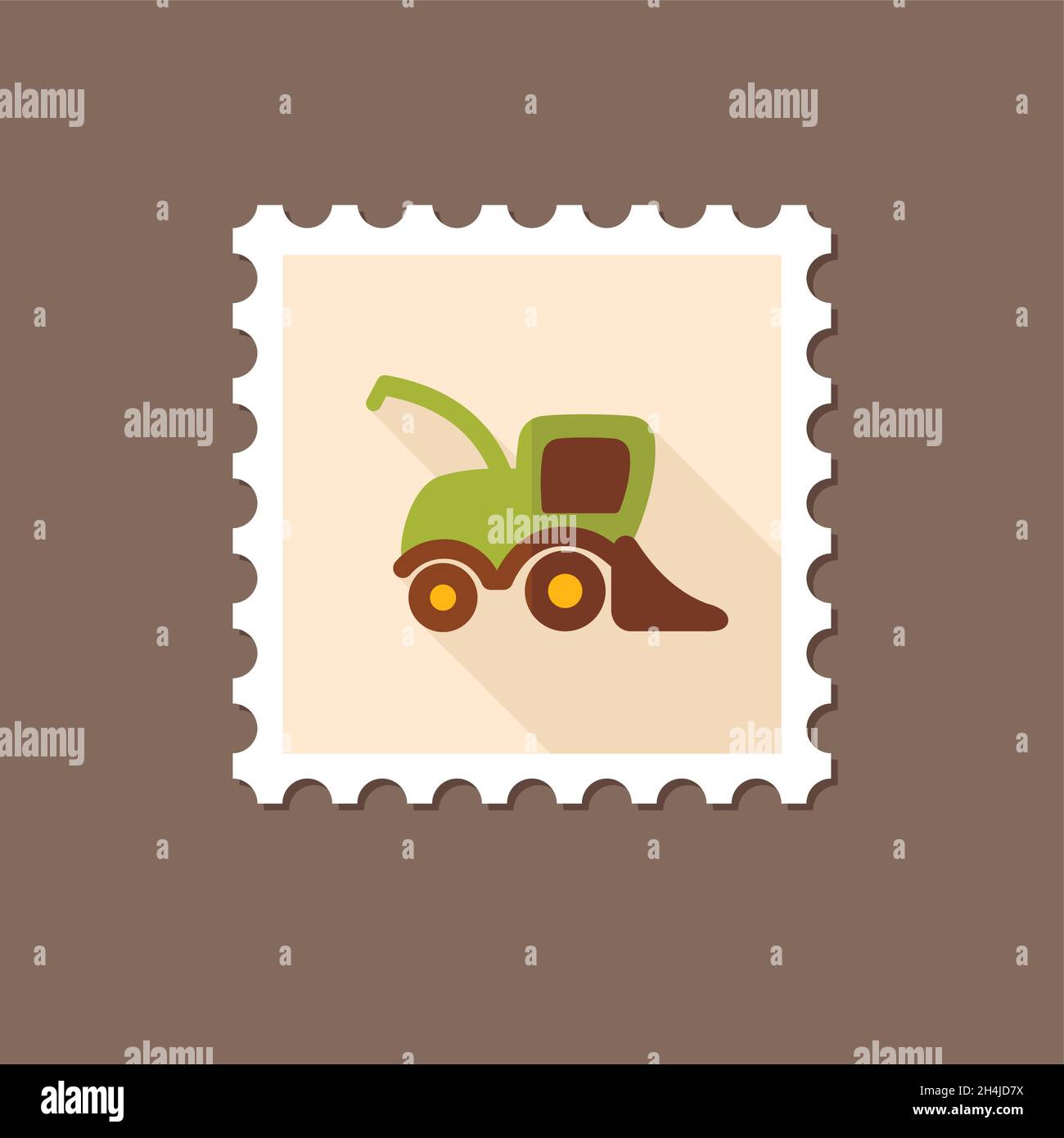 Combine harvester flat stamp with long shadow, eps 10 Stock Vector ...