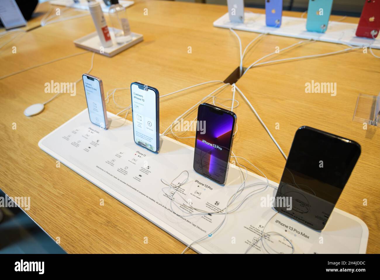 Rear view of all 2021 iPhone 13 versions smartphone Mini, Pro Max model ...