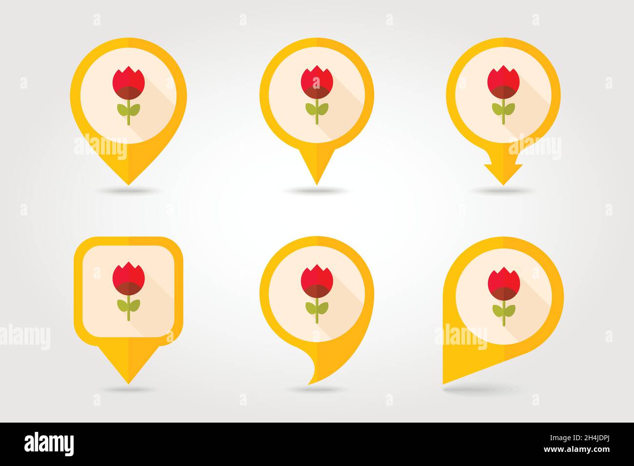 Flower flat vector pin map icon. Map pointer. Map markers. Garden, eps ...