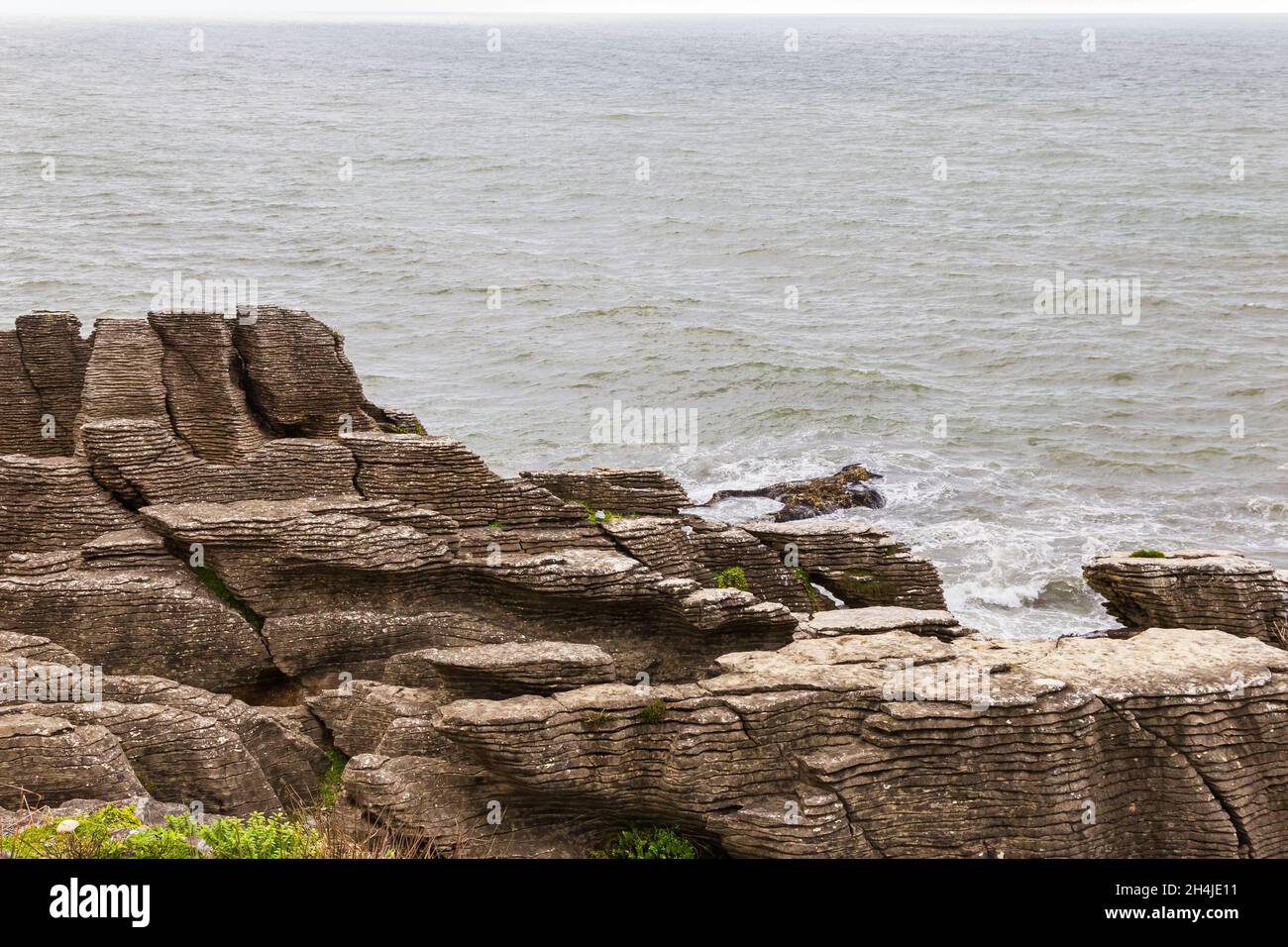 Pancake Rocks. Spiky cliffs of Paparoa national park, South Island, New ...