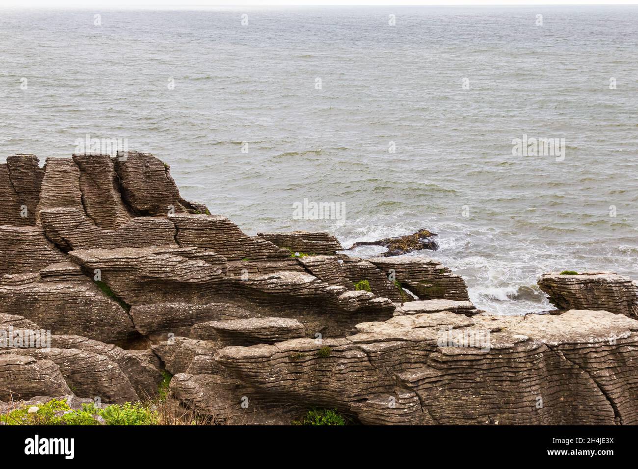 Spiky cliffs of Paparoa national park, South Island. Pancake Rocks. New ...