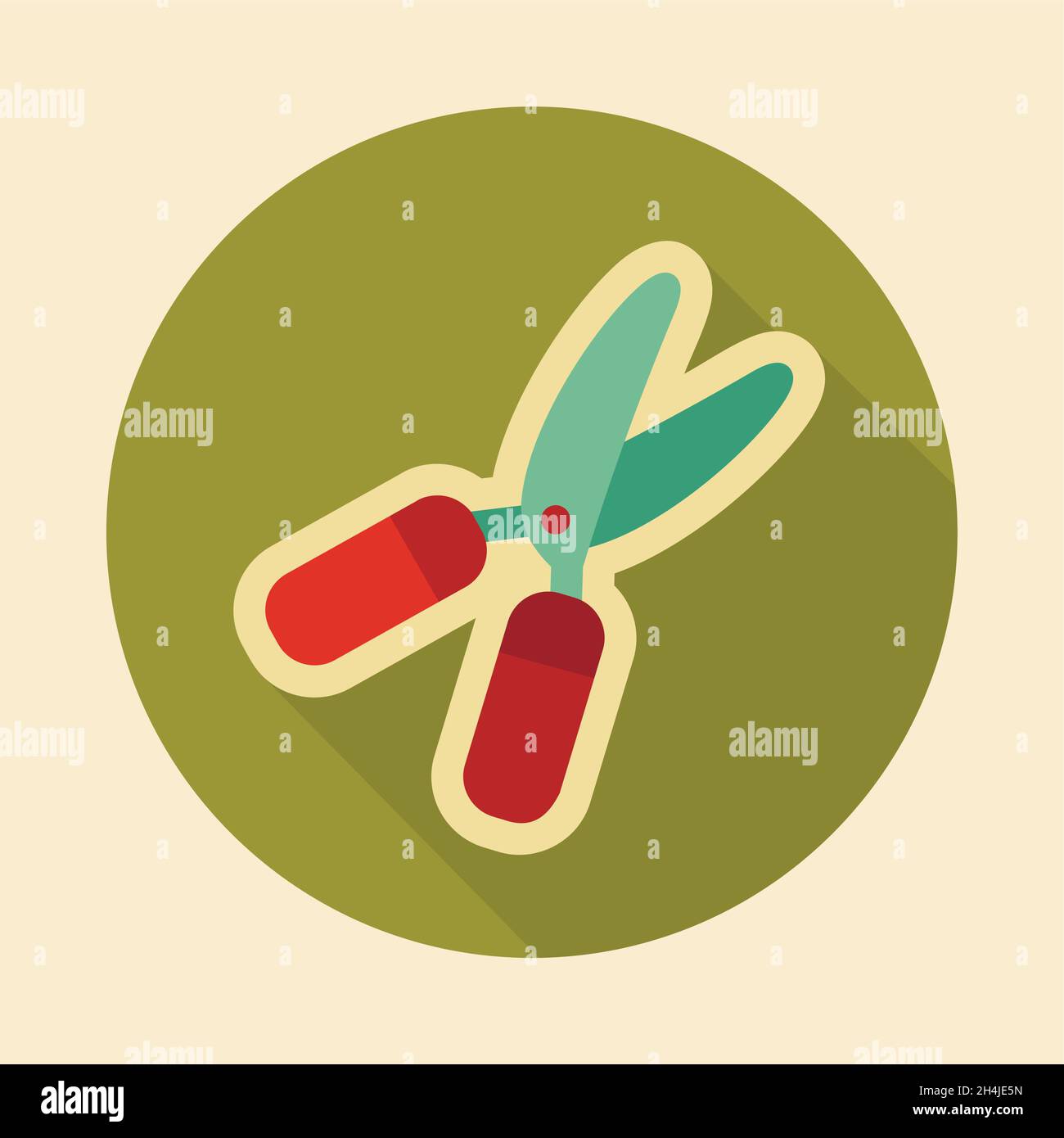 Secateurs, pruner, averruncator flat vector icon outline isolated ...
