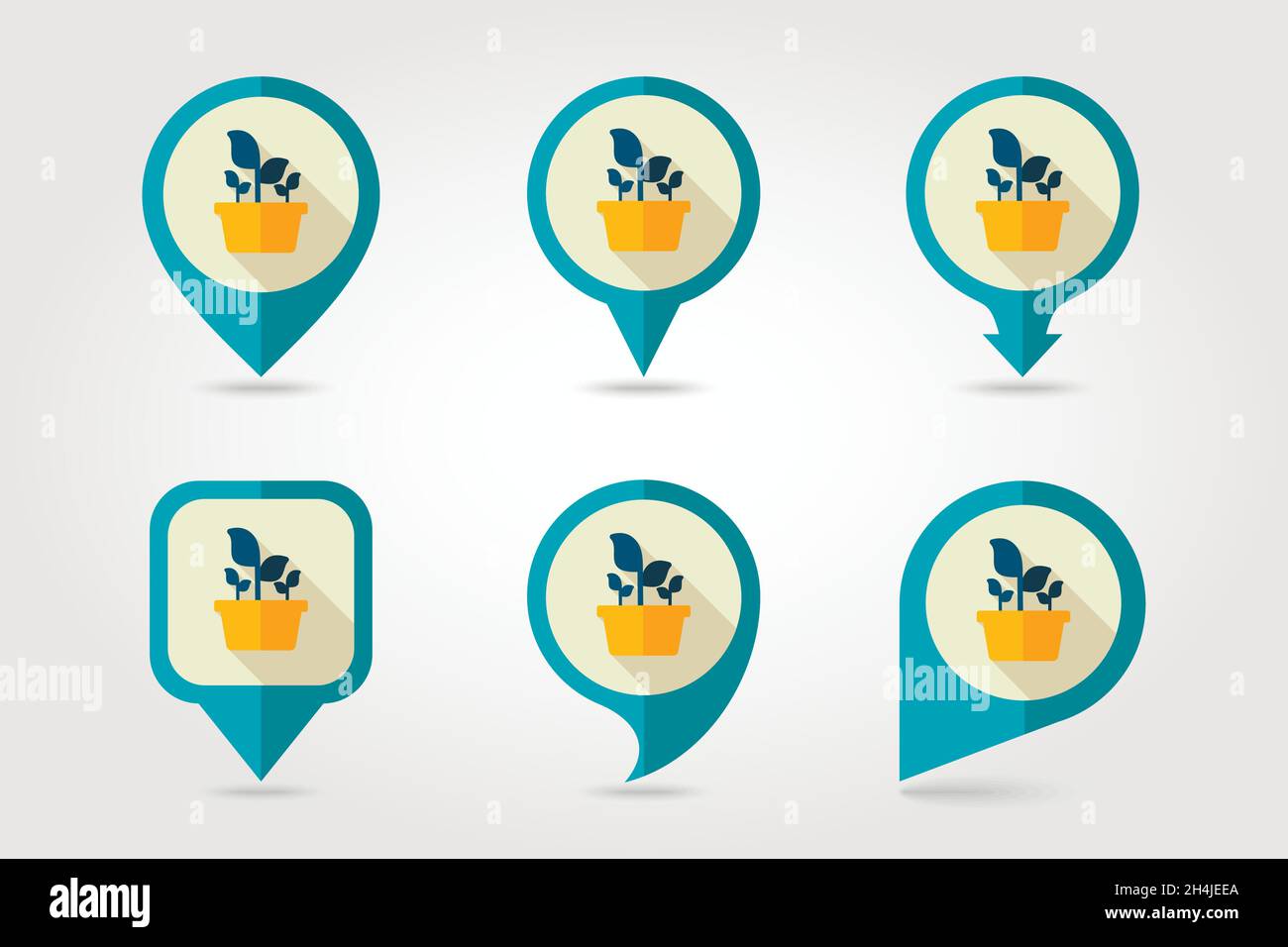 Plant in pot flat pin map icon. Map pointer. Map markers. Garden ...