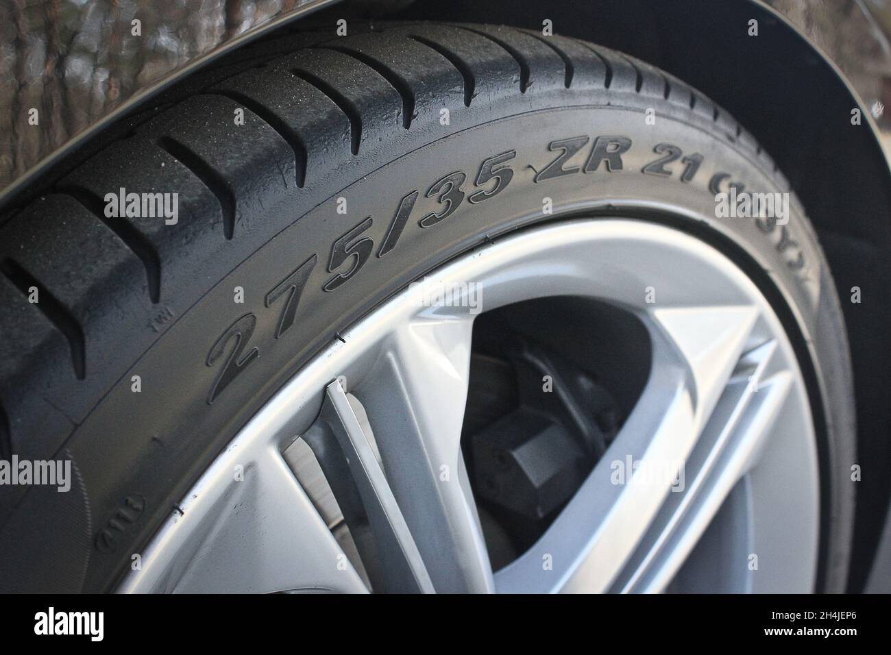 Kiev, Ukraine - April 12, 2016; Audi S8. Car wheels and tires close up ...