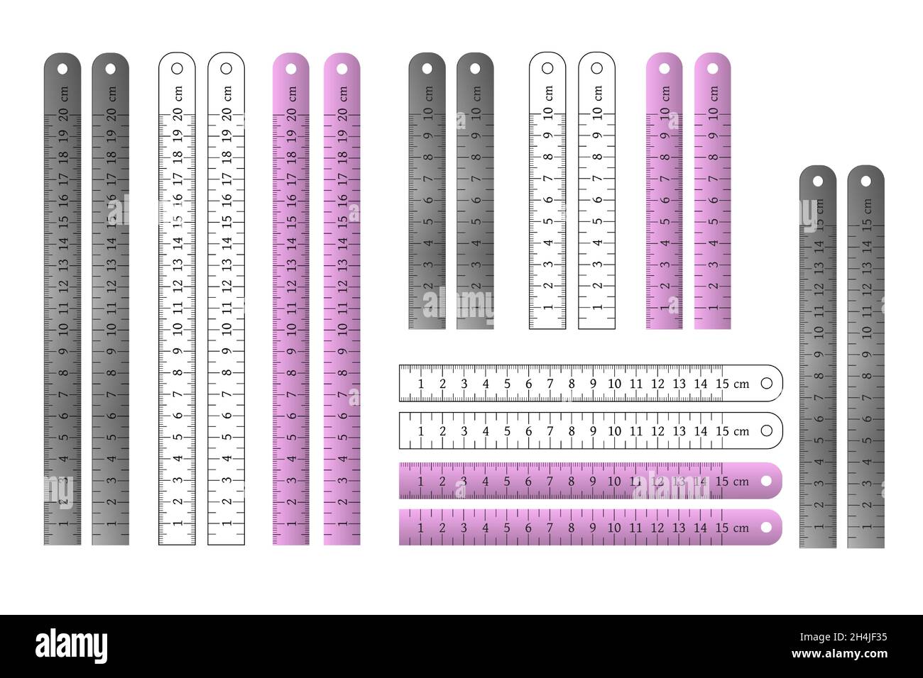 Metal and plastic straight rulers set vector illustration Stock Vector ...
