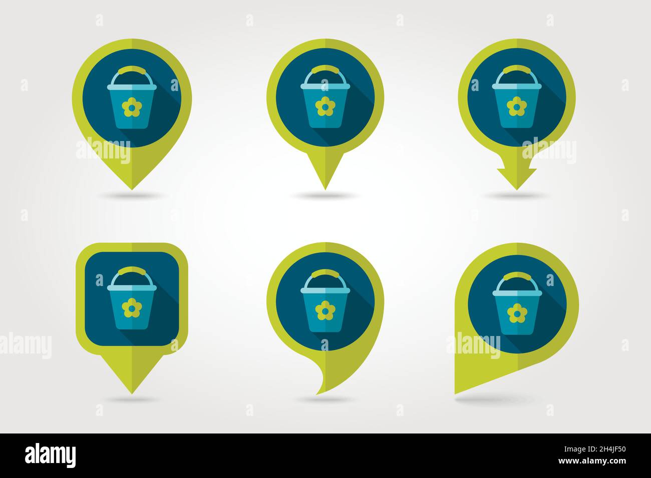 Bucket flat vector pin map icon. Map pointer. Map markers. Garden, eps ...