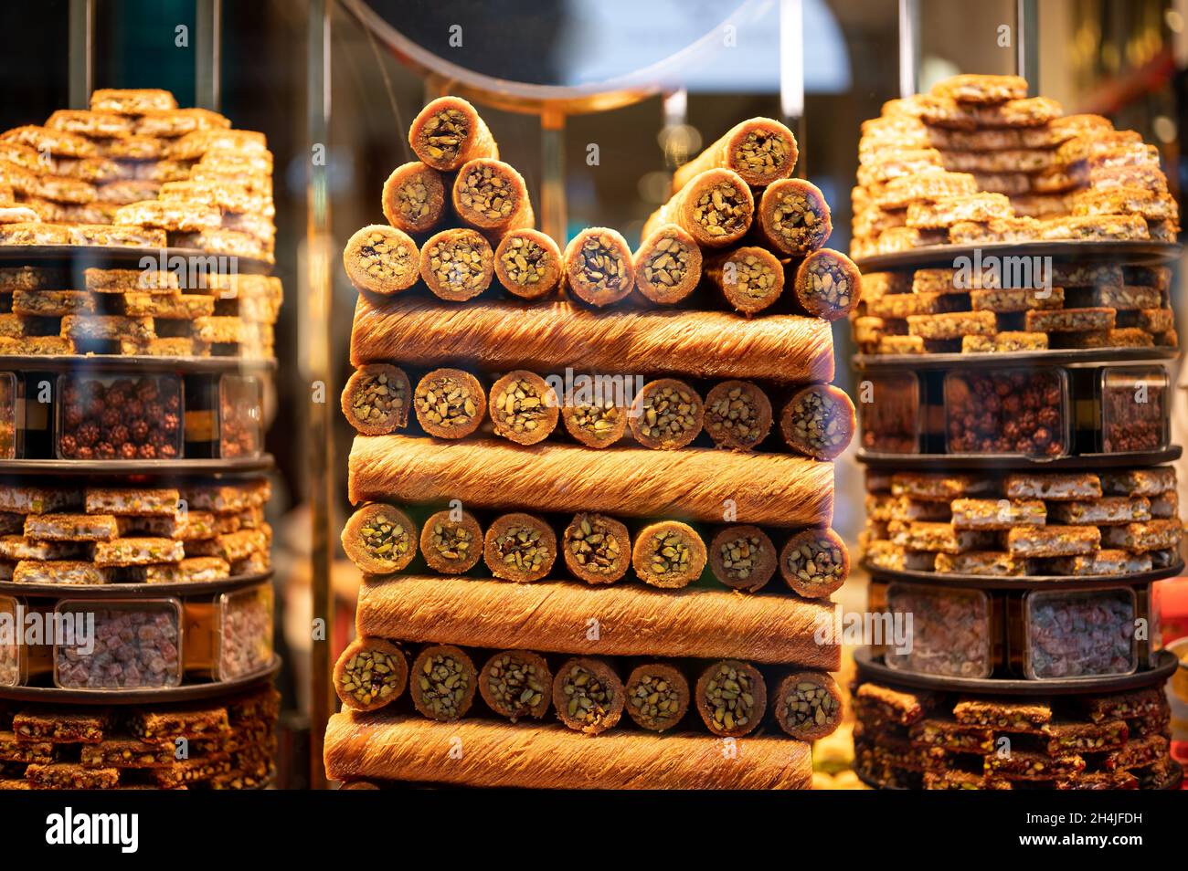 Tasty Oriental sweets baklava. traditional oriental sweets baklava with ...