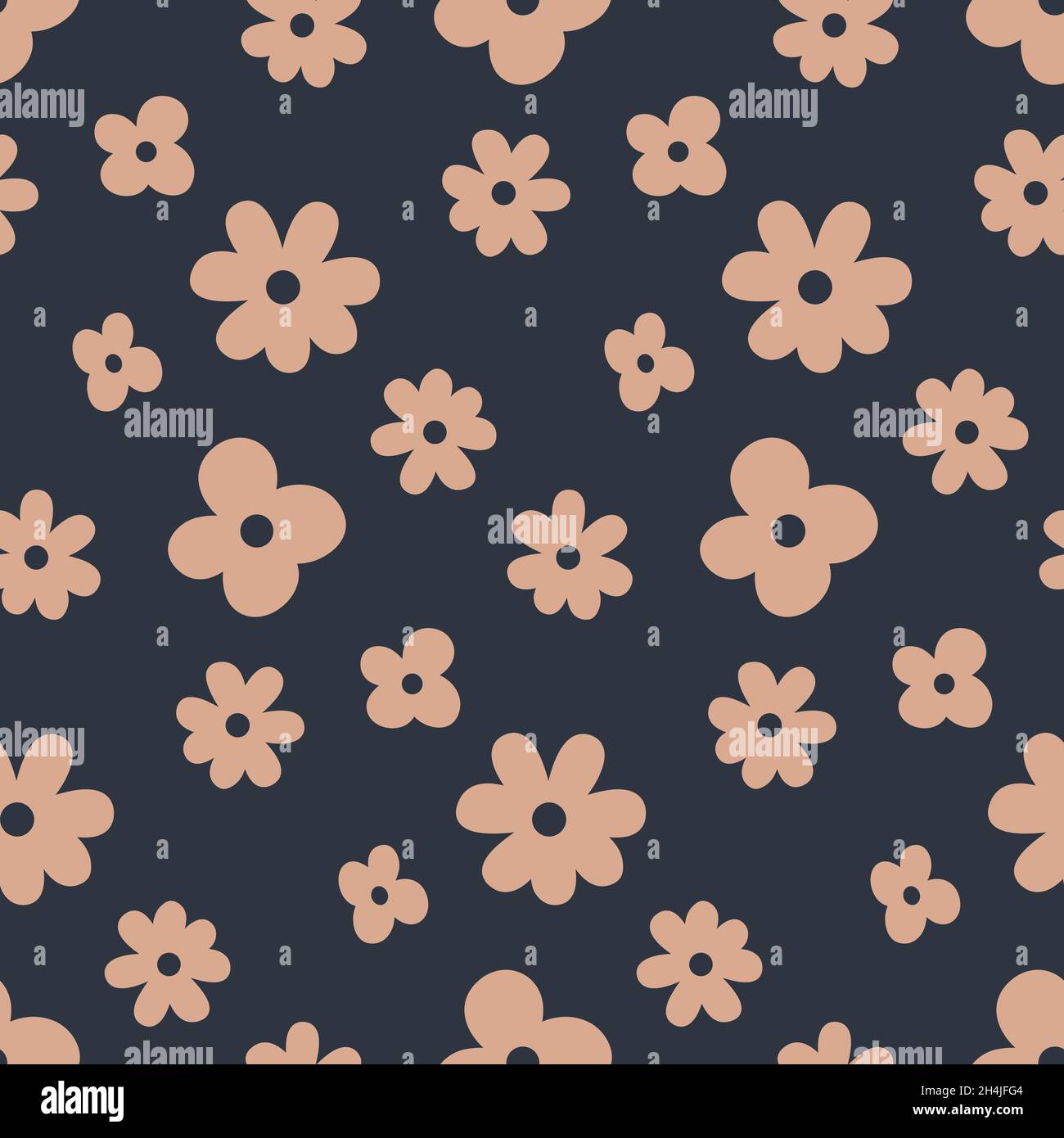 Seamless pattern, ash pink flower on a dark background, simple childish ...