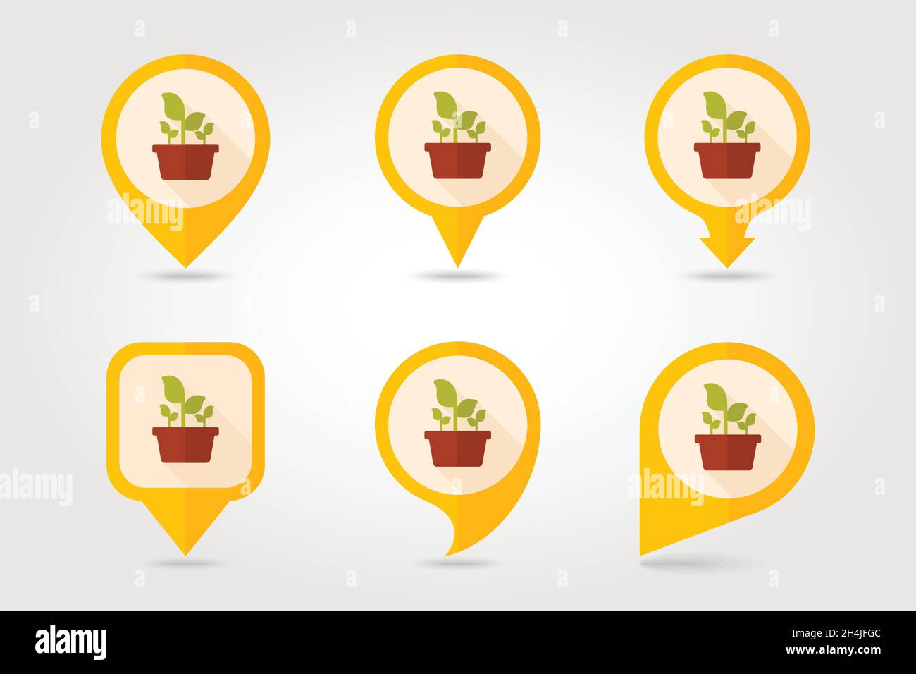 Plant in pot flat pin map icon. Map pointer. Map markers. Garden ...