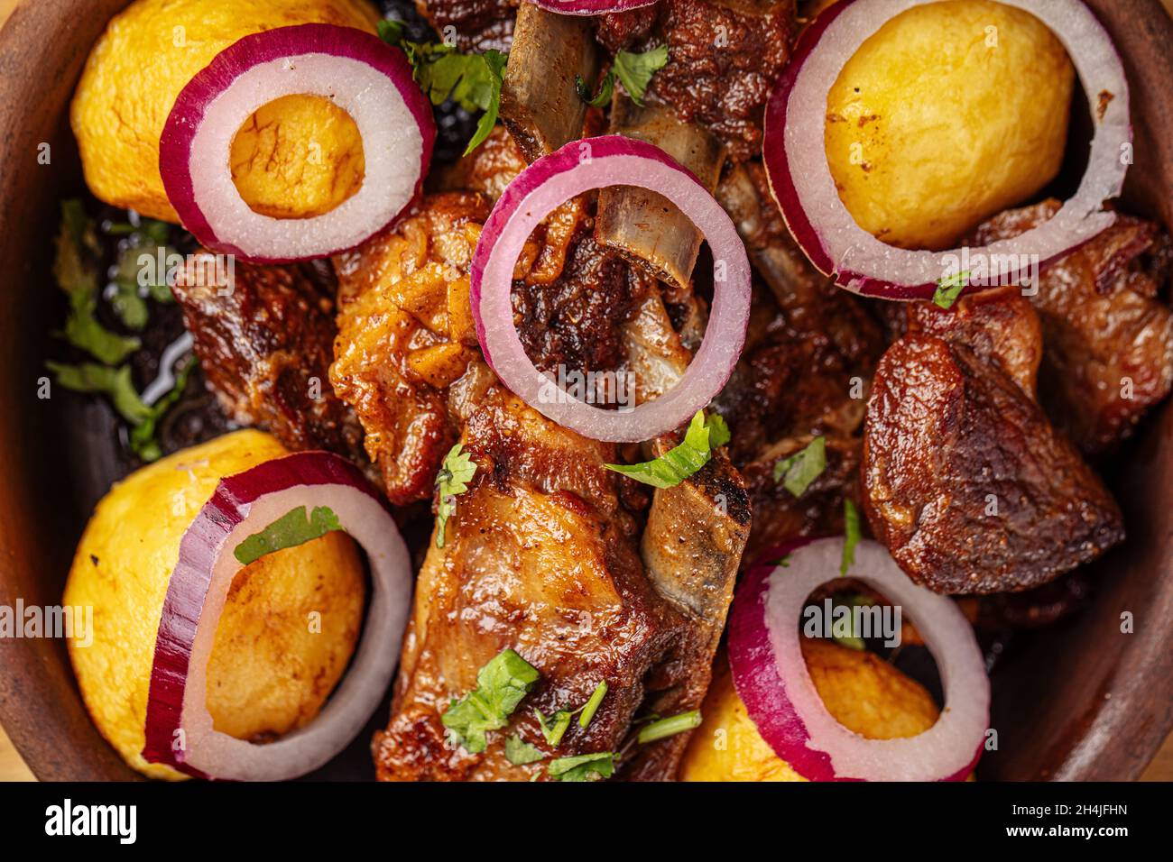 Georgian national dish ojahuri with beef meat Stock Photo - Alamy