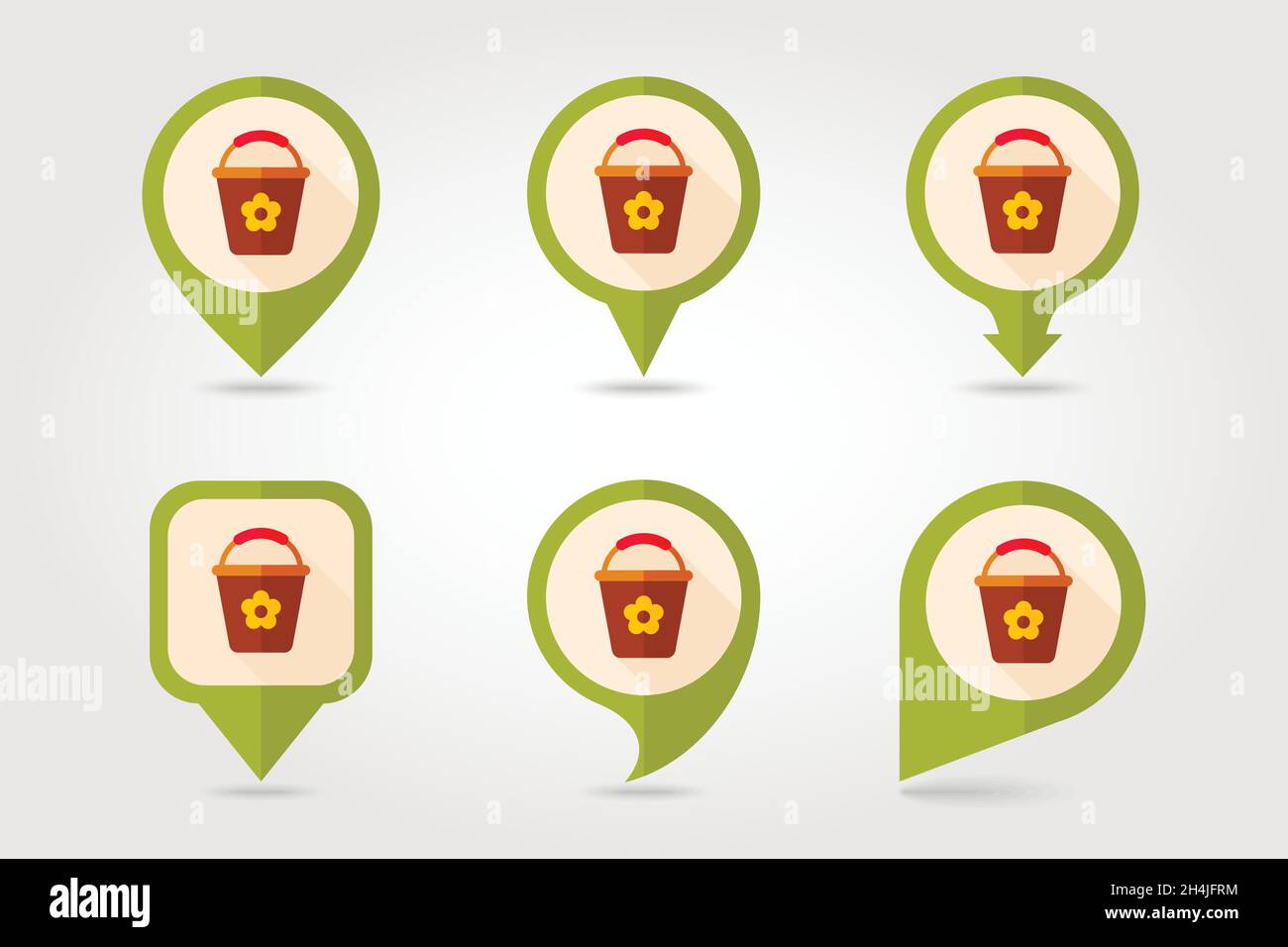 Bucket flat vector pin map icon. Map pointer. Map markers. Garden, eps ...