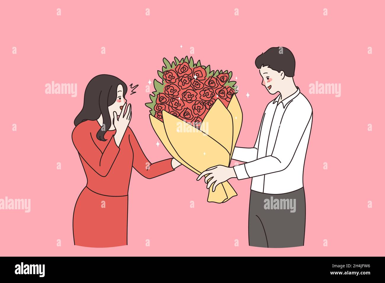 Boy give gift cartoon Stock Vector Images - Alamy